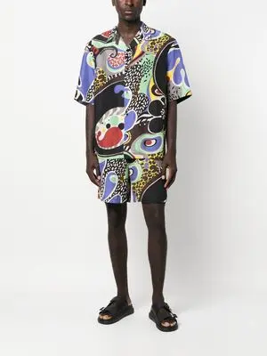 Moschino Graphic Print Silk Shorts - Black