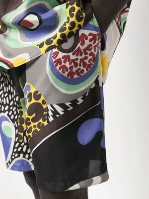 Moschino Graphic Print Silk Shorts - Black