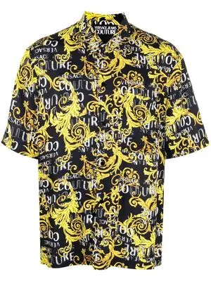 Versace Baroque-print Short-sleeve Shirt - Black