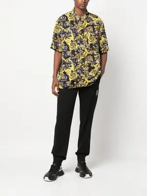 Versace Baroque-print Short-sleeve Shirt - Black