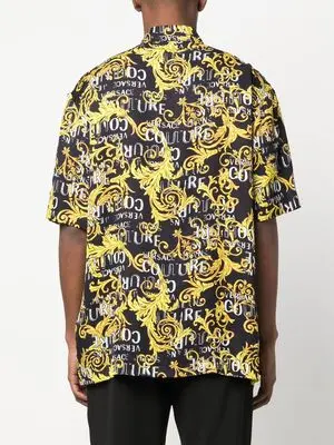 Versace Baroque-print Short-sleeve Shirt - Black