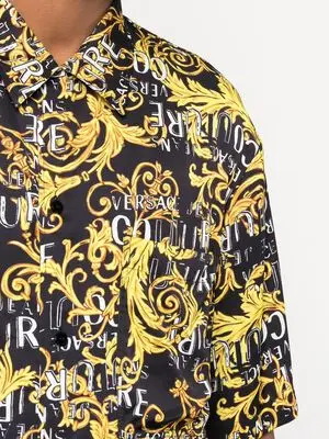 Versace Baroque-print Short-sleeve Shirt - Black