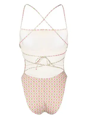 Tory Burch Patterned Cross-strap Swimsuit