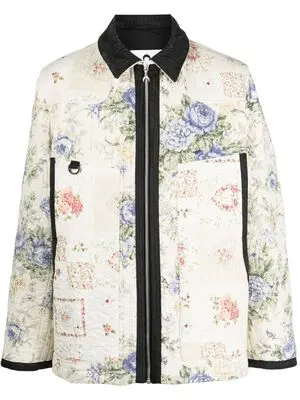 MARINE SERRE Boutis Floral-print Quilted Jacket - Neutrals