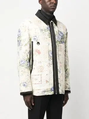 MARINE SERRE Boutis Floral-print Quilted Jacket - Neutrals