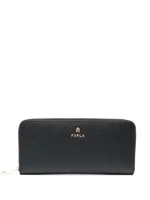 Furla L Camelia Logo-plaque Zip-around Wallet - Black