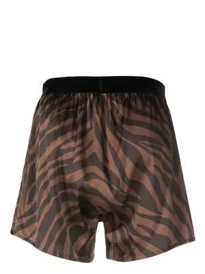 TOM FORD Zebra-print Silk Boxer Short - Brown