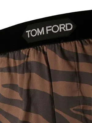 TOM FORD Zebra-print Silk Boxer Short - Brown