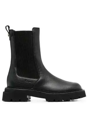 FERRAGAMO Double Gancini Leather Chelsea Boots