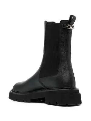 FERRAGAMO Double Gancini Leather Chelsea Boots