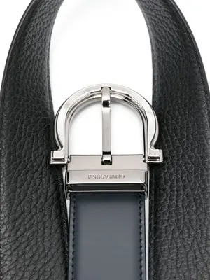 FERRAGAMO Reversible Adjustable Leather Belt - Blue