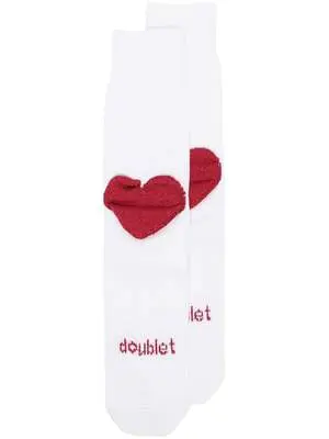 DOUBLET Metallic Thread Heart Socks - White