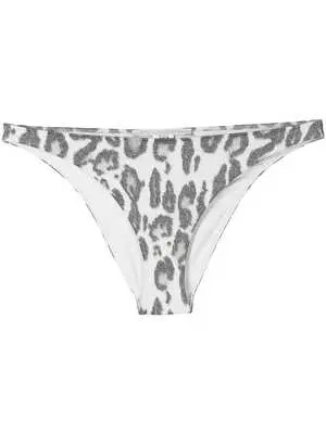 Stella McCartney Leopard-print Bikini Bottom - Silver