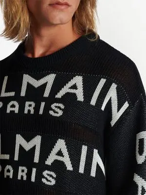 Balmain Logo-intarsia Knitted Jumper - Black