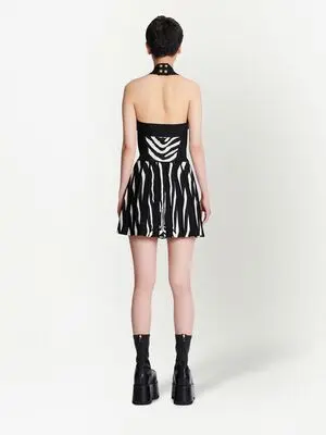 Balmain Zebra-print Halterneck Minidress