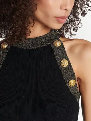 Balmain Contrast-trimmed Knit Top - Black
