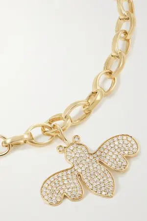 SYDNEY EVAN Bee 14-karat Diamond Charm Bracelet