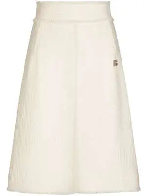 Dolce & Gabbana Front-slit Tweed Midi Skirt - White