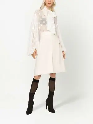 Dolce & Gabbana Front-slit Tweed Midi Skirt - White