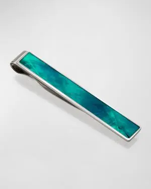 M CLIP Apos;s Teal Mother-of-pearl Tie Bar - Silver