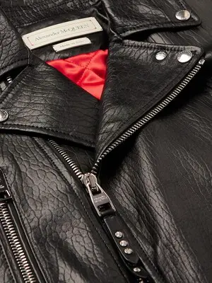 Alexander McQueen Slim-fit Zip-detailed Leather Biker Jacket