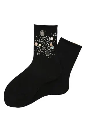 HIGH HEEL JUNGLE Crystal Cashmere Blend Quarter Crew Socks
