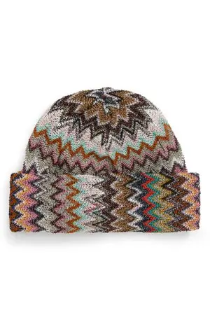 Missoni Iconic Metallic Beanie - Brown Multi