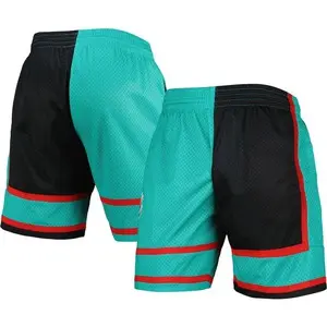 Mitchell & Ness Turquoise Vancouver Grizzlies Hardwood Classics 2001 Split Swingman Shorts - Black