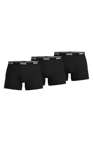 BOSS 3-pack Power Stretch Cotton Boxer Briefs - Black