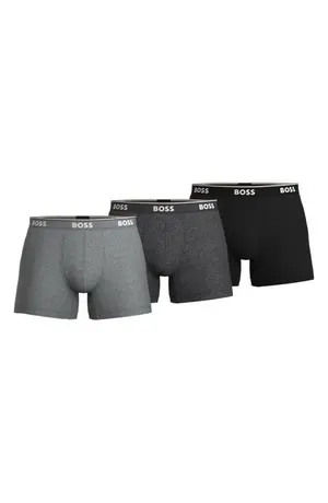 BOSS 3-pack Power Stretch Cotton Boxer Briefs - Open Grey