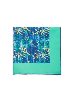 Kiton Silk Pocket Square Green Navy