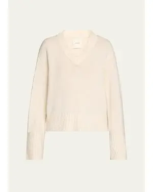 LISA YANG Aletta V-neck Cashmere Knit Sweater - Cream