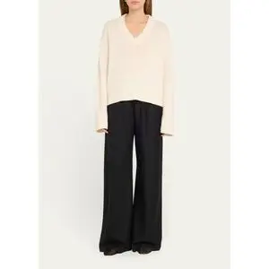 LISA YANG Aletta V-neck Cashmere Knit Sweater - Cream