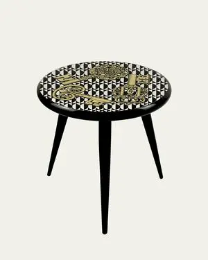 FORNASETTI Chiavi Oro E Losanghe Stool 18 - Black/white
