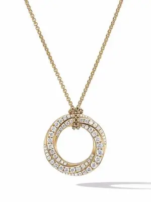 David Yurman 18kt Yellow Pavé Diamond Crossover Necklace - Gold