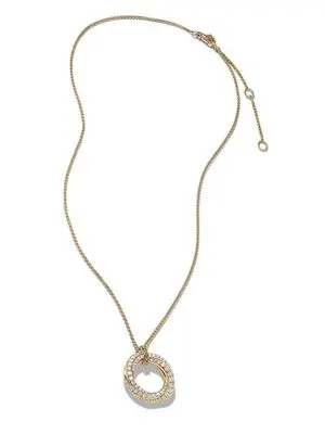 David Yurman 18kt Yellow Pavé Diamond Crossover Necklace - Gold