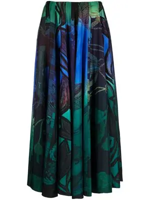 FERRAGAMO Graphic-print Silk Midi Skirt