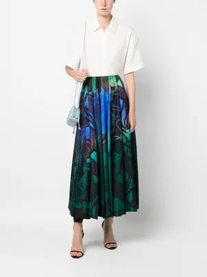 FERRAGAMO Graphic-print Silk Midi Skirt