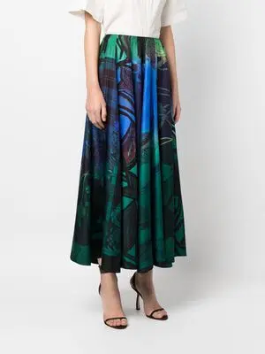 FERRAGAMO Graphic-print Silk Midi Skirt