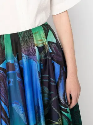FERRAGAMO Graphic-print Silk Midi Skirt