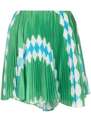 Monse Graphic Print Pleated Mini Skirt