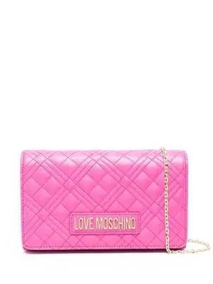 Moschino Quilted Shoulder Bag With Logo Plaque