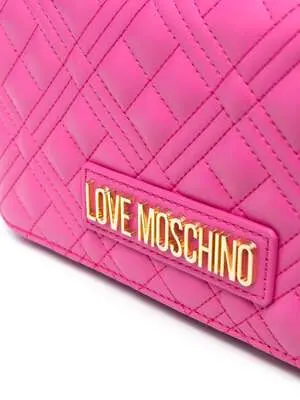 Moschino Quilted Shoulder Bag With Logo Plaque