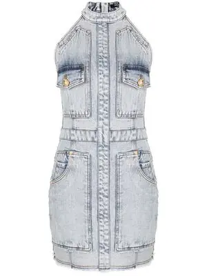 Balmain Panelled Denim Minidress