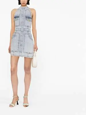 Balmain Panelled Denim Minidress