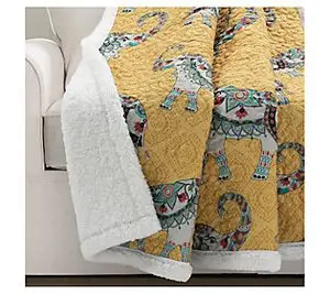 LUSH DECOR Hati Elephants Sherpa Throw Single 5 0' X 60