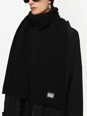 Dolce & Gabbana Logo-patch Wool Scarf - Black