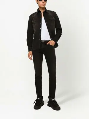 Dolce & Gabbana Logo-appliqué Skinny Jeans - Black