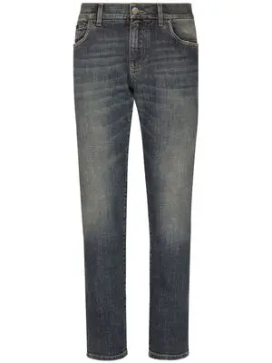 Dolce & Gabbana Logo-appliqué Skinny Jeans - Blue