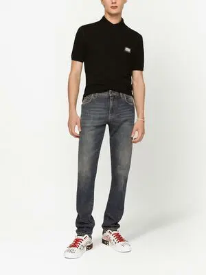 Dolce & Gabbana Logo-appliqué Skinny Jeans - Blue